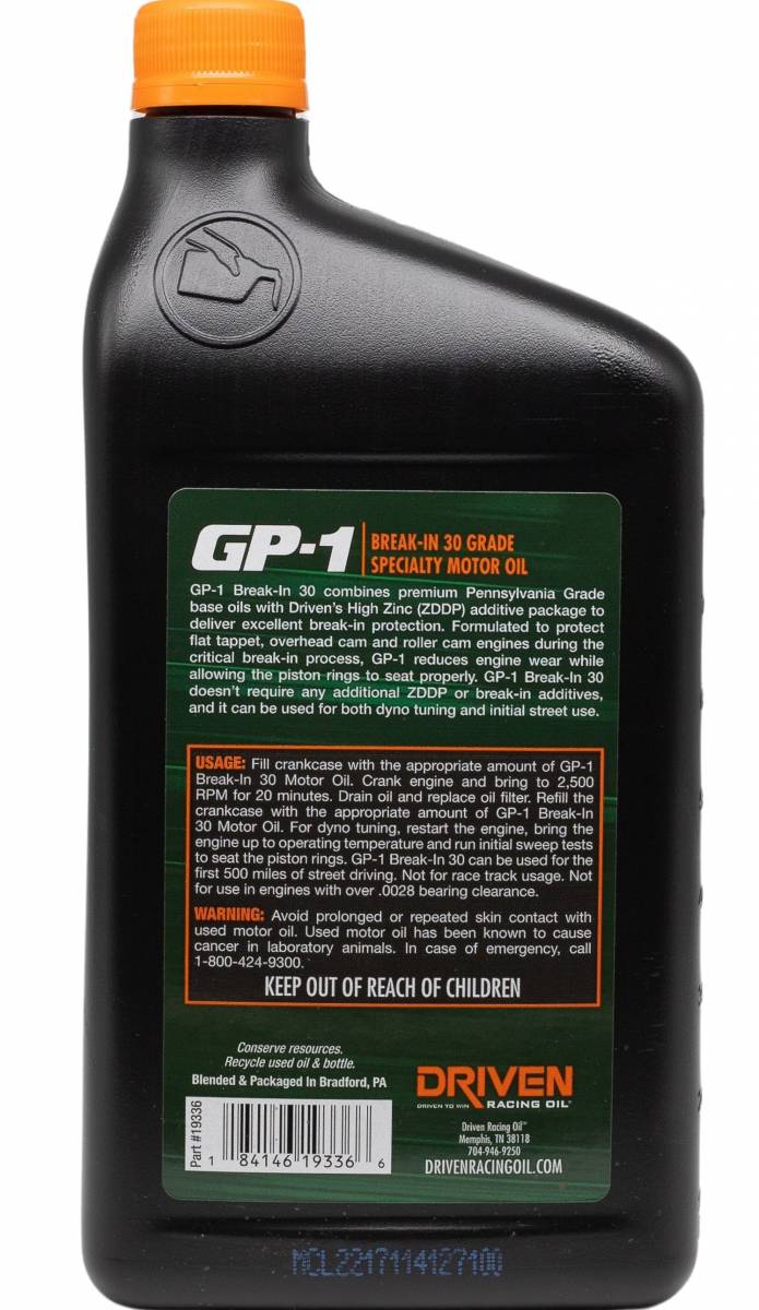 GP-1 30 Grade Break-In Specialty Motor Oil – Driven Racing Oil Australia